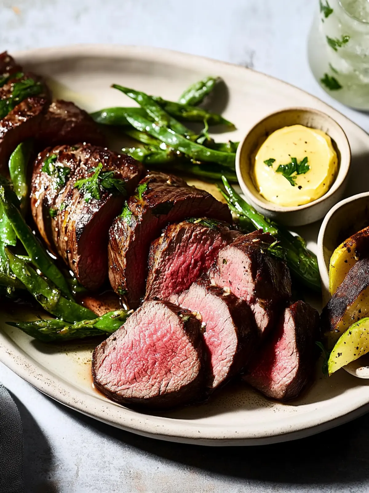 Ultimate Whole Roasted Eye Fillet with Mustard Parsley Butter
