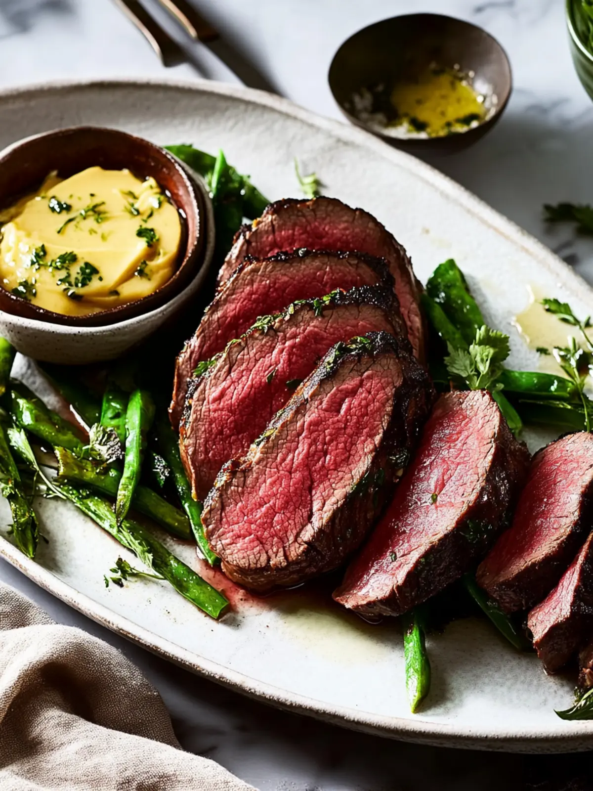 Ultimate Whole Roasted Eye Fillet with Mustard Parsley Butter