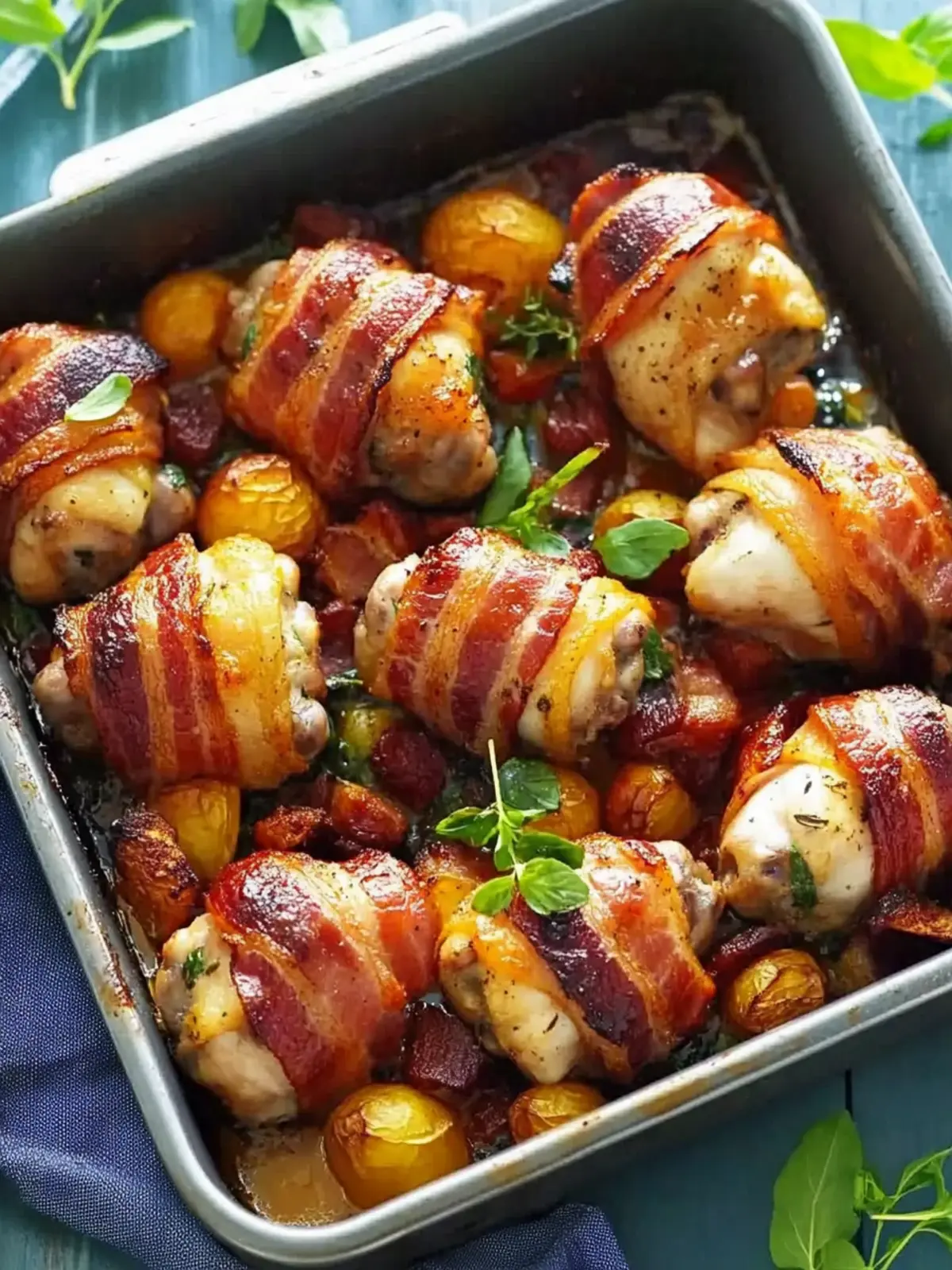 Easy Bacon Wrapped Chicken Thigh Tray Bake – Delicious Delight