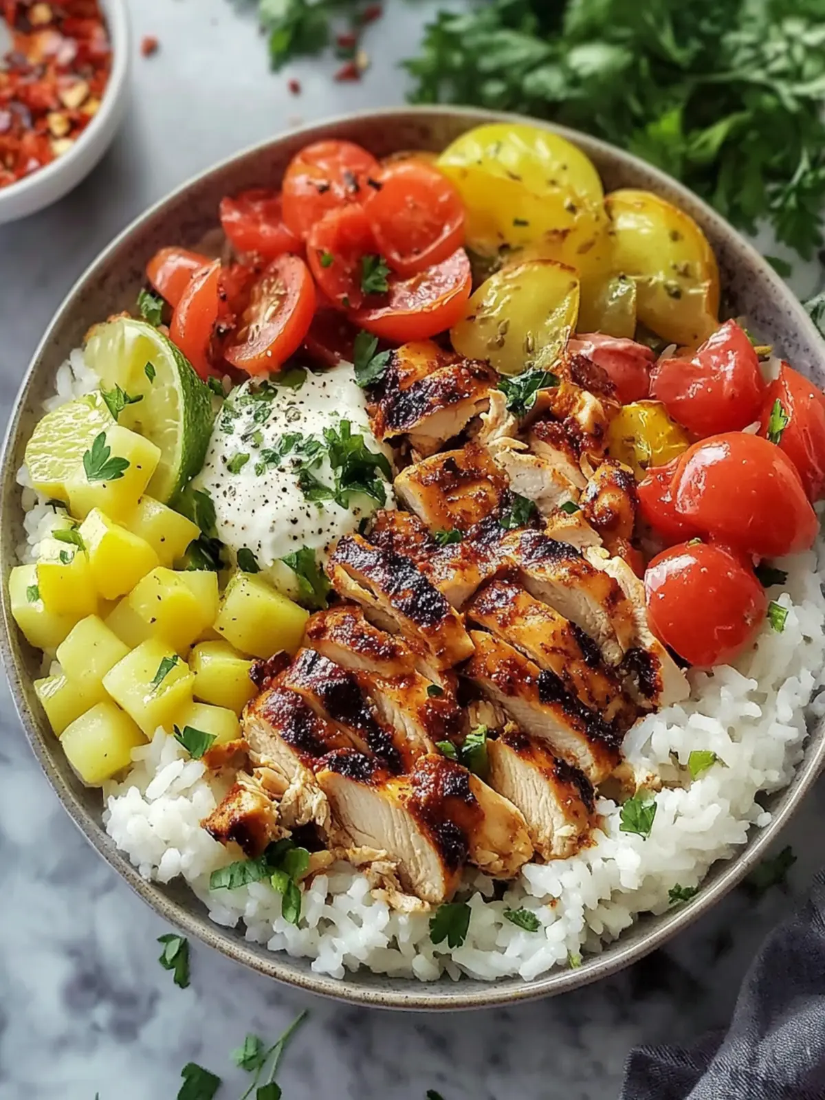 Ultimate High Protein Mediterranean Chicken Rice Bowls